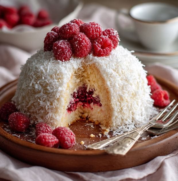 Raspberry Surprise Coconut Snowball Cake: A Holiday Showstopper You’ll ...